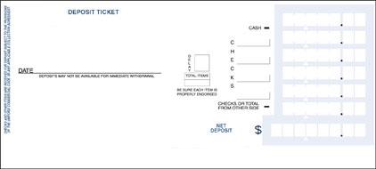 Just Checks Deposit Ticket, by Harland Clarke